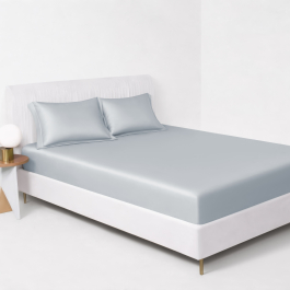 Mulberry Silk Bottom Sheets, Silk Fitted Sheets, Light Blue