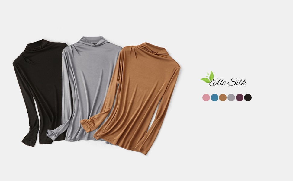 Turtleneck Silk Thermal Top, Women's Base Layer